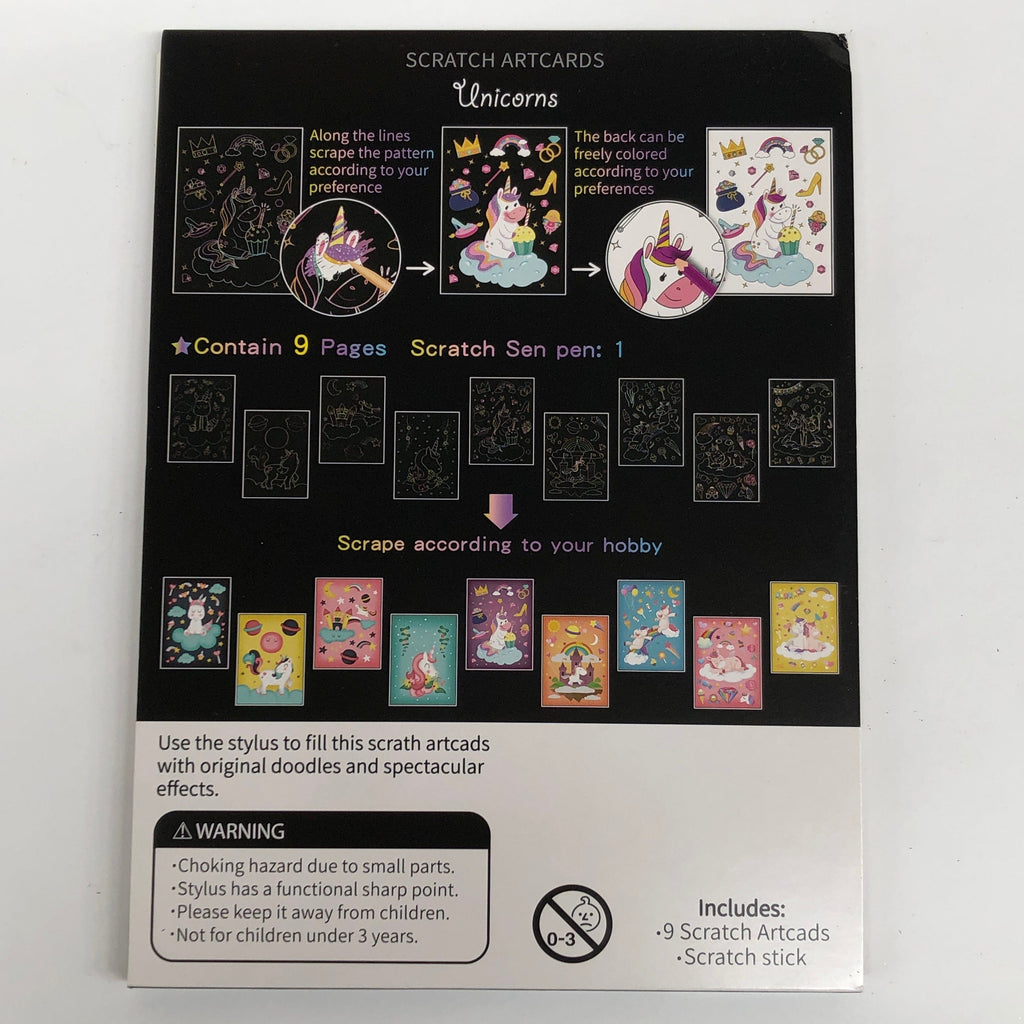 Cartoon Scratch Art Cards - Unicorns | SilverStarCrafts